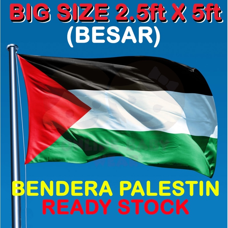 (BIG SIZE) Bendera Palestin 2.5 x 5 Feet Flag Palestine Country Besar ...