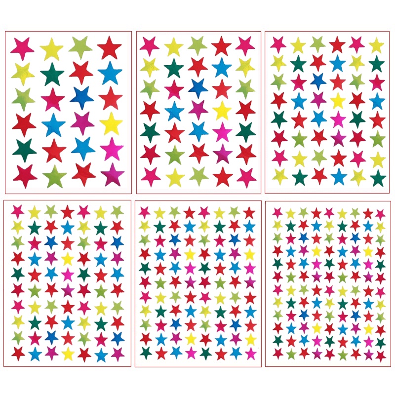 10 Sheets/Pack Color Gold Silver Red Five Pointed Star Stickers ...
