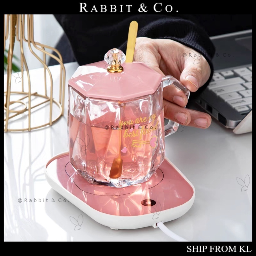 R&C Diamond Glass Thermostatic Cup 55° Constant Temperature Mug Water ...