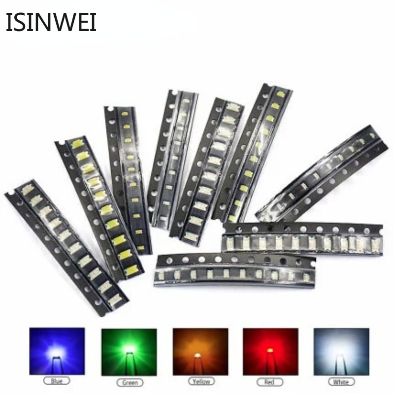 100pcs 0402 0603 0805 1206 Smd Led Red Yellow Green White Blue Orange ...