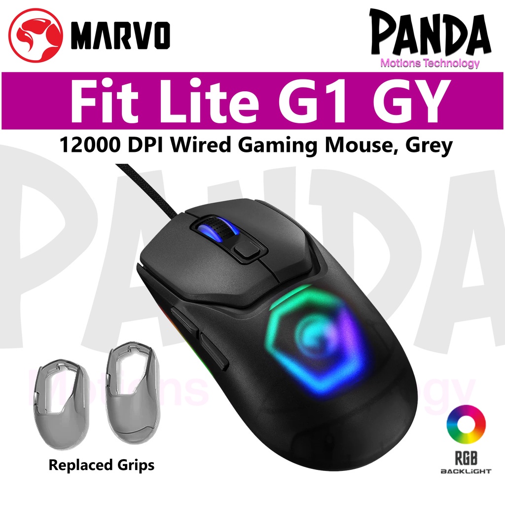 Marvo Fit Lite G1 GY 12000 DPI Wired Gaming Mouse, Grey | Shopee Malaysia