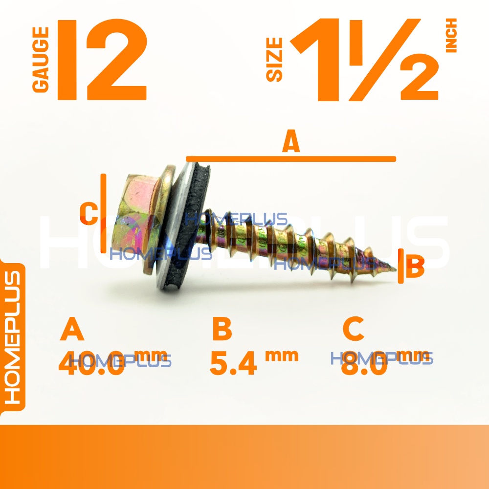 20mm To 65mm 100 Pieces Pack Self Tapping Hexagon Head Screw Metal Wood ...