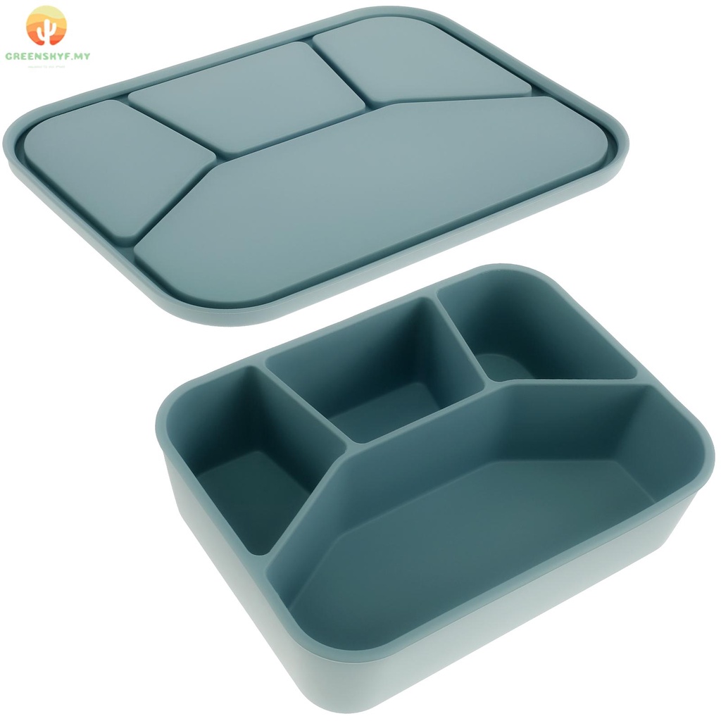 Silicone Bento Box 4 Compartments Bento Storage Box 8.3×6.3×2.3 Inch ...