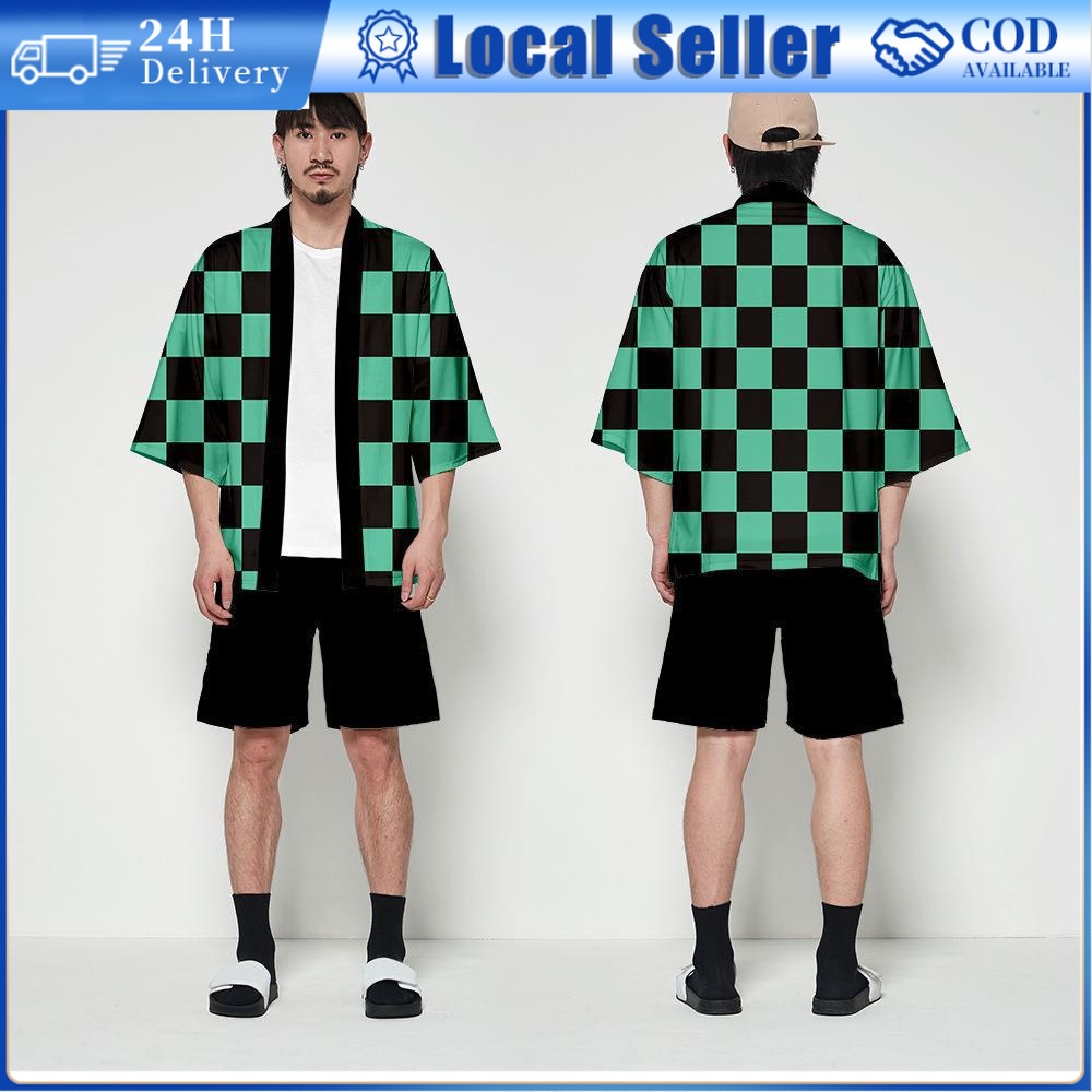 Demon Slayer Tanjiro Nezuko Cosplay Kimono Sleeve Cape Halloween Party ...