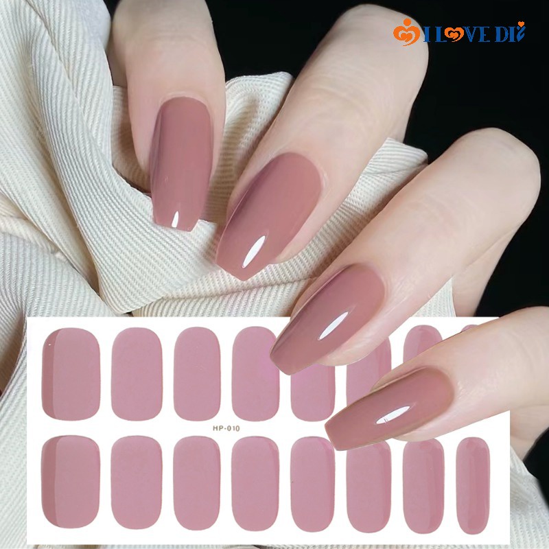 UV Semi Cured Nail Stickers Gel Full Cover Adhesive Nails Decals ...