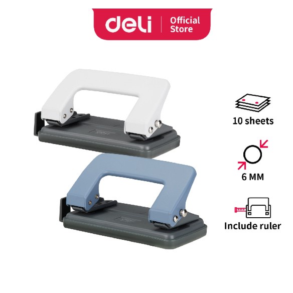 Deli Punch 2-Hole Metal Punch Small Lock System Adjustable Ruler (10's ...