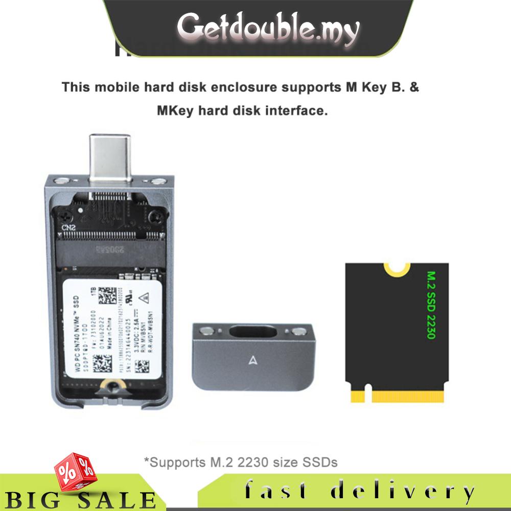 [Getdouble.my] M.2 NVMe 2230 Portable SSD Box JMS583 External Hard Disk Box M&B Key for M2 2230 ...