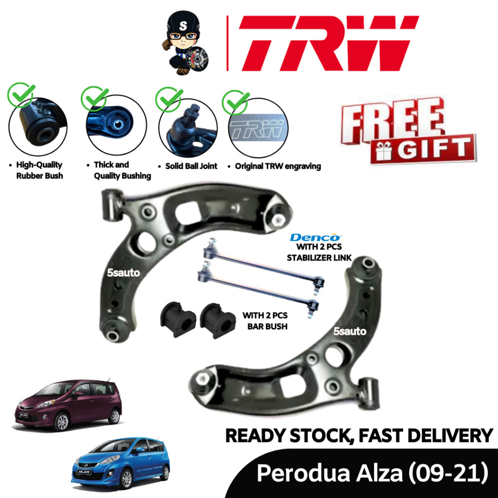 TRW Perodua Alza Front (Depan) Right/Left Heavy Duty Lower Arm With ...