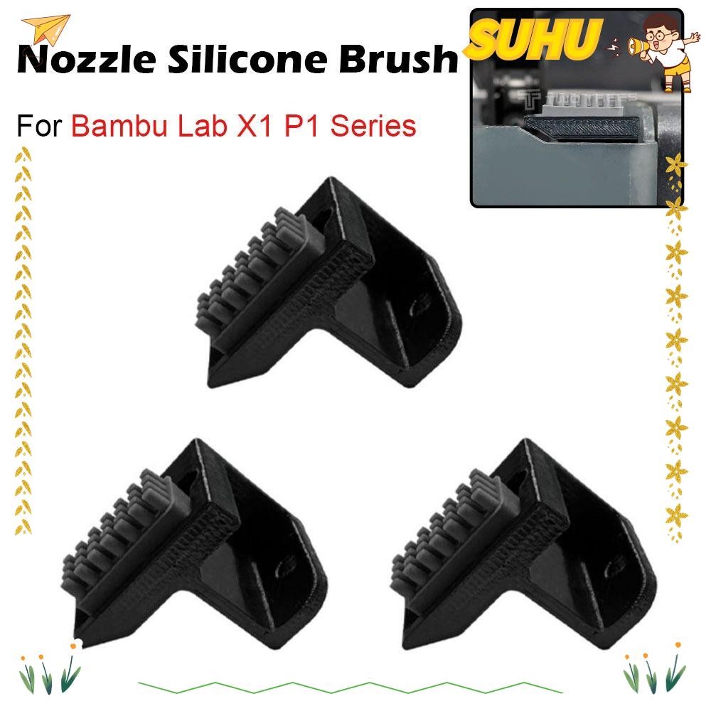 SUHU 3Pcs Brush Mounted Scrubbers, Black Wiping Nozzle Brush, High Quality Silicone Print Head ...