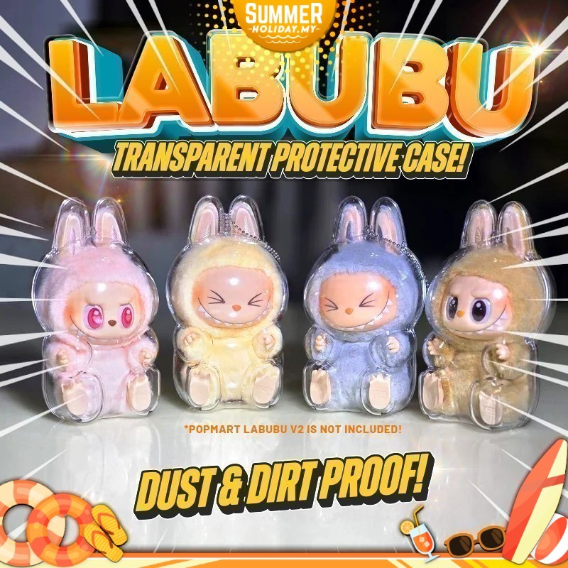 Popmart Labubu V2 Transparent Protective Shell Dust Resistant Case Anti ...