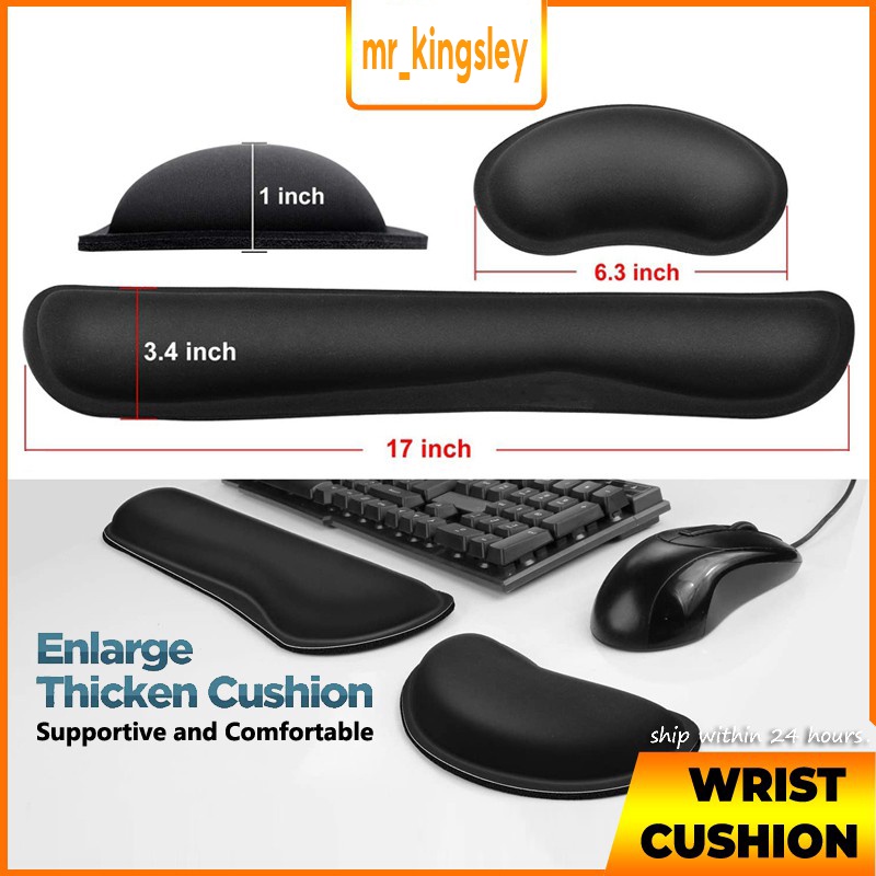 Dual Wrist Rest Pad, Gel Memory Foam Keyboard Mouse Wrist Pad Cushion Support for Office Work ...