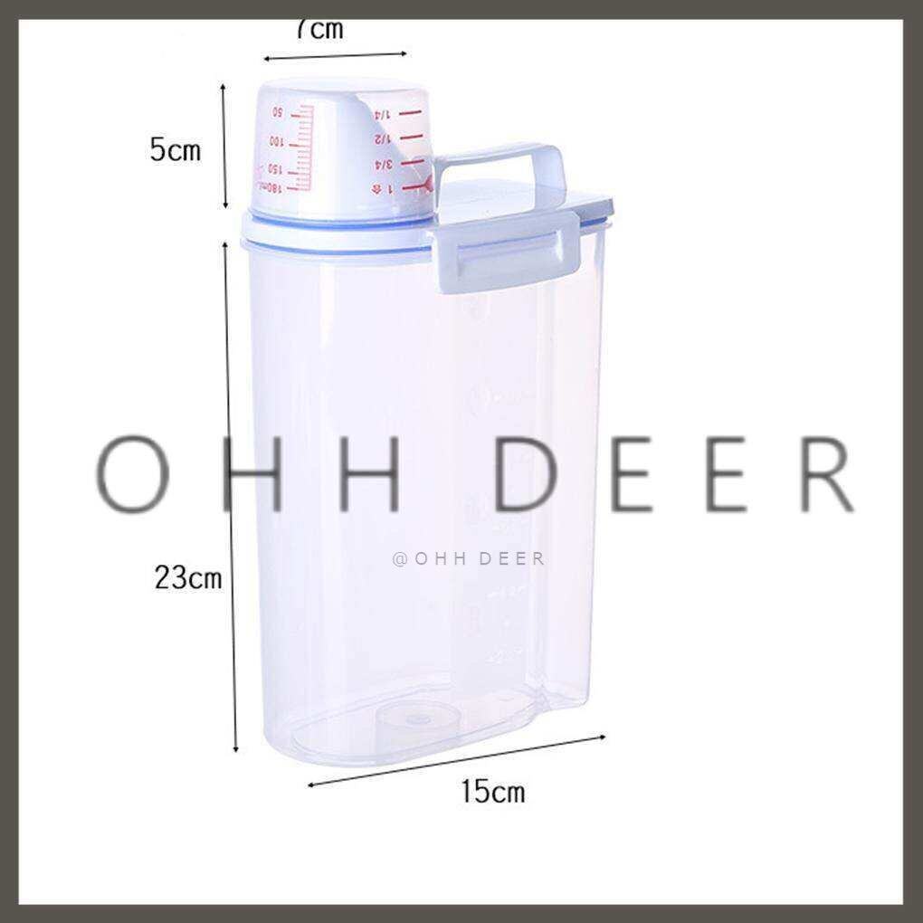 OHHDEER 2kg Container Dispenser Storage Box Plastic Cereal Food Grain ...