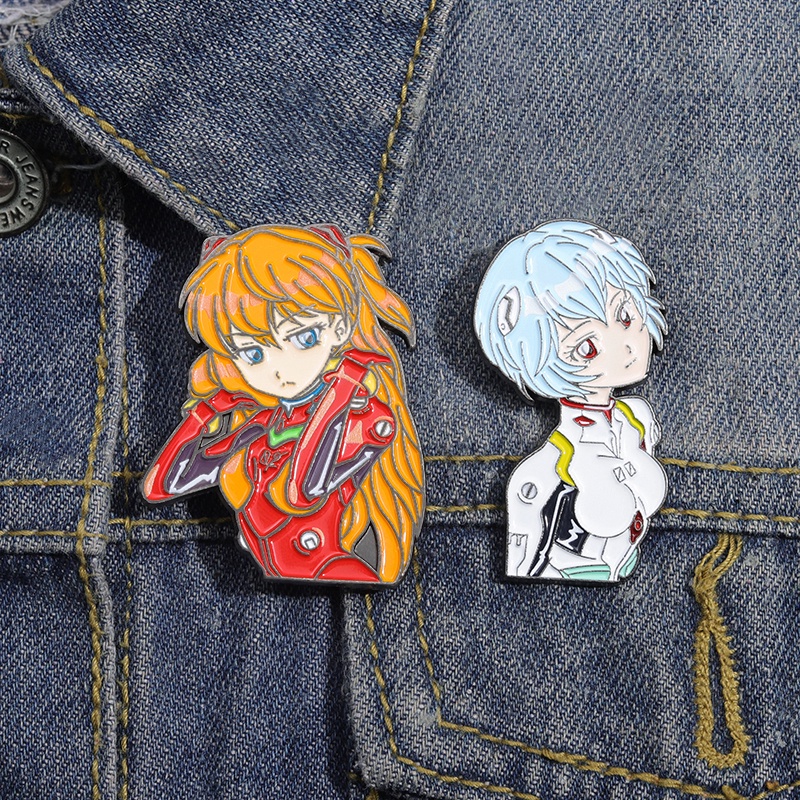 EVA Evangelion Brooch Ayanami Rei and Asuka Metal Backpack Badge Gift ...