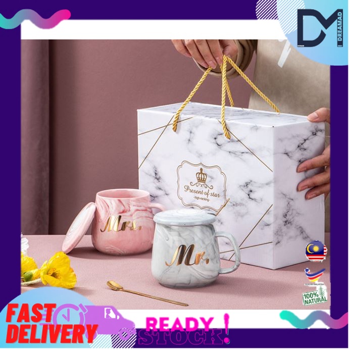 Dreamad valentine's gift couple cup wedding gift set marble mug gift ...