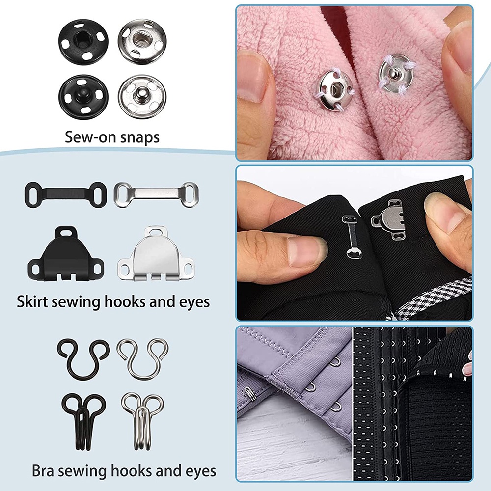 50 Pairs DIY Sewing Skirt Hooks Sewing Fasteners 3 Styles of Dresses ...