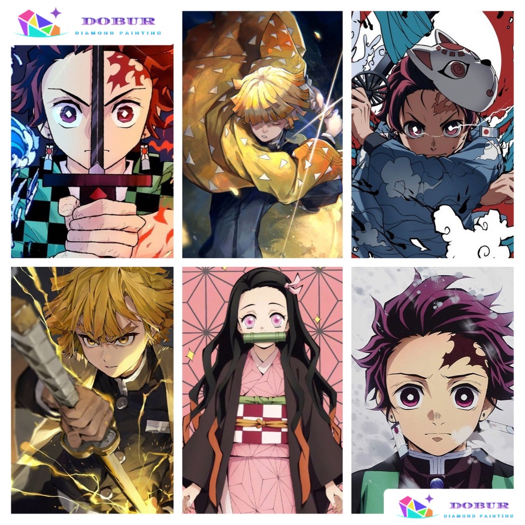 DOBUR | Diamond Painting Kits Round Demon Slayer Anime 5D DIY Diamond ...