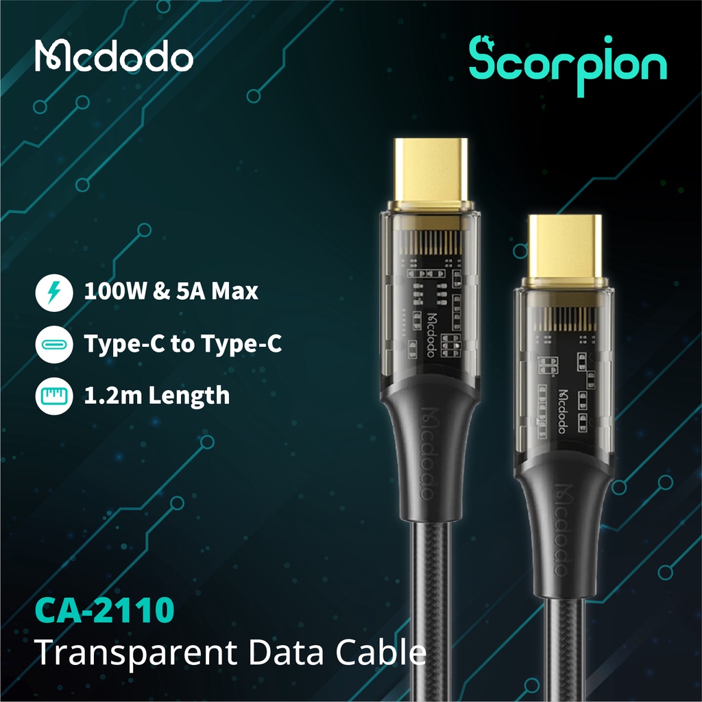 Mcdodo CA-2110 Type-C to Type-C Transparent Data Cable | Shopee Malaysia
