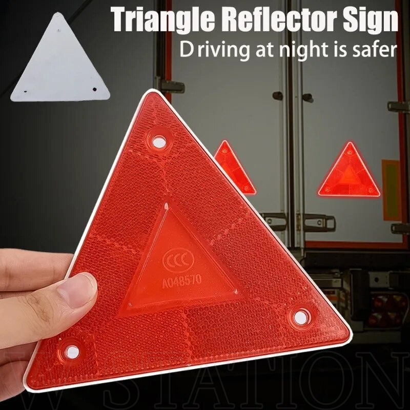 Truck Red Safety Reflector Warning Sign / Car Plastic Triangle Safety ...