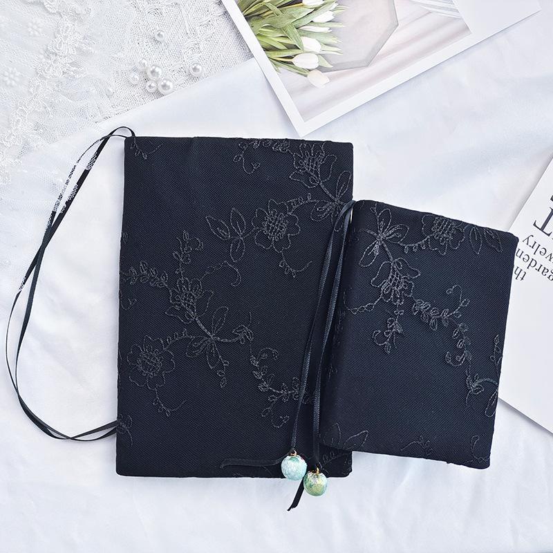 Black Antique Fabric Book Jacket A6 A5 Weeks Handheld Bookcase Book ...