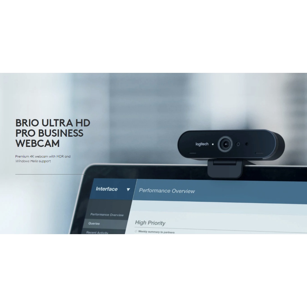 LOGITECH BRIO 4K WEBCAM Webcam with 4K Ultra HD, 90 fps, Built-in Mic ...