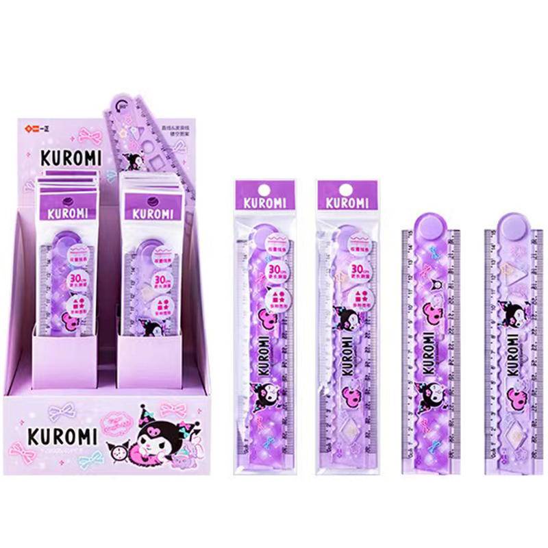 1Pcs Kawaii Sanrio Kuromi 30cm Folding Ruler Multifunction DIY Drawing ...