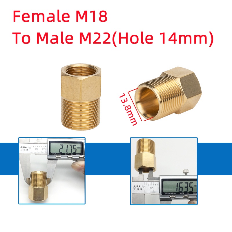 Brass 3/8" 1/4" M14 M18 M22 Thread Connector Male Female Adapter for High Pressure Washer Gun ...