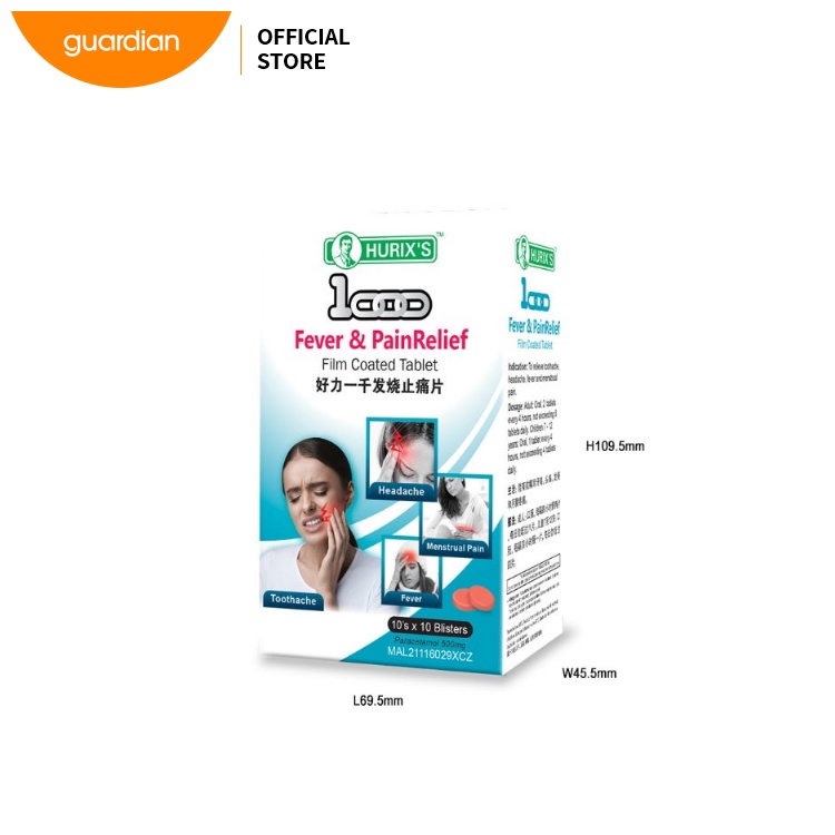 Hurix's 1000 Fever & Painrelief Film Coated Tablet 500Mg 10Sx10 ...