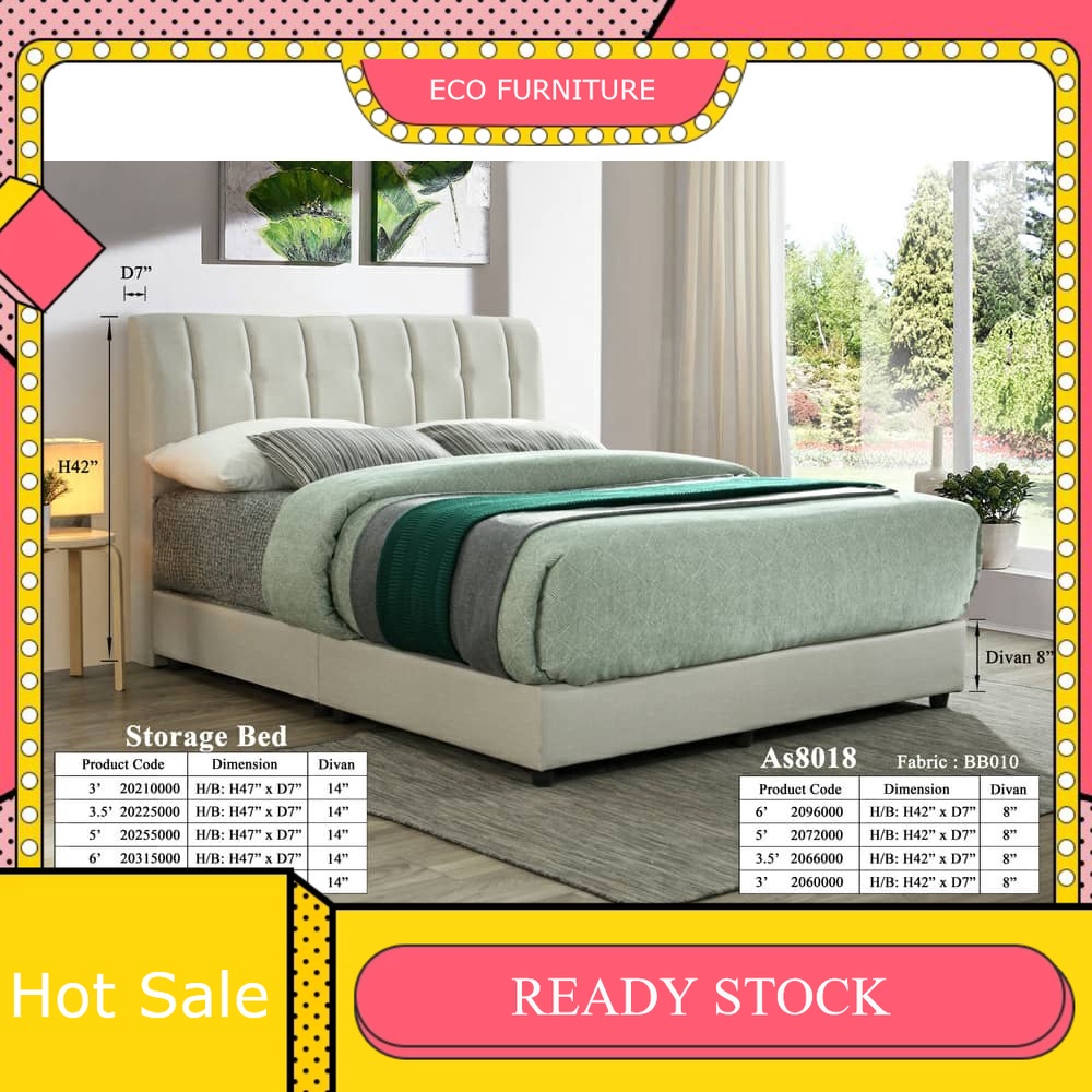 Katil Kain Divan Katil Single / Super Single / Queen / King | Shopee ...