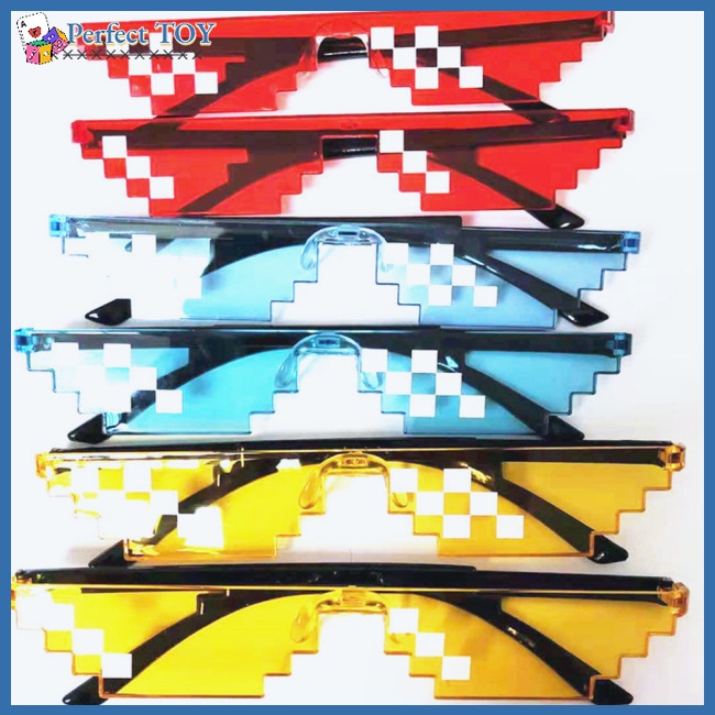 Pmr Funny Mosaic Sunglasses Retro Pixel Gamer Robot Thug Life Sun