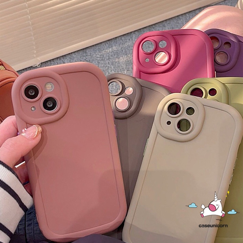 Luxury Candy Color Cream Puffs Solid Color Phone Case Compatible for ...
