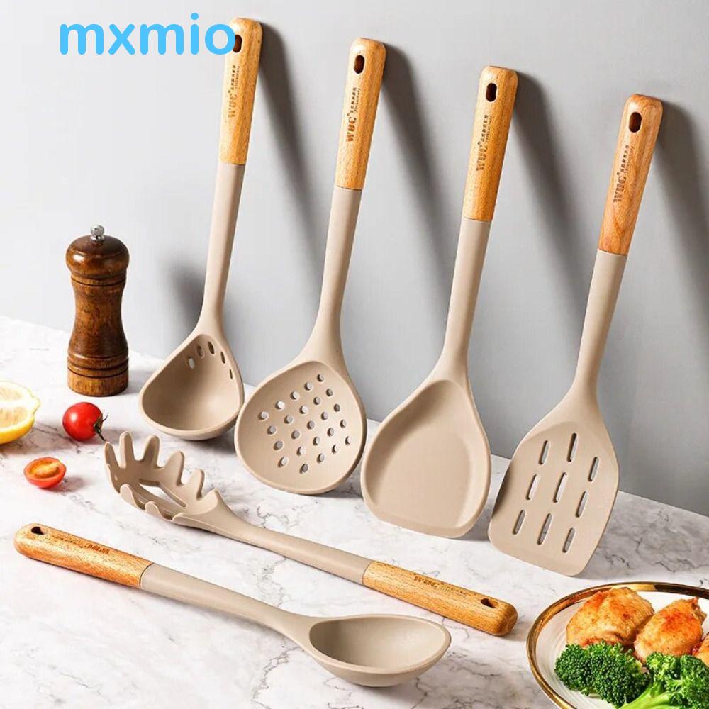 MXMIO Wooden Handle Silicone Cookware, Non-Stick Silicone Kitchen ...