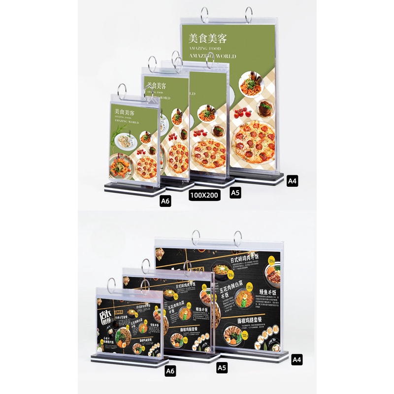 A a4 Flip Table Card pvc Loose-leaf Menu Card Display Stand Desktop ...