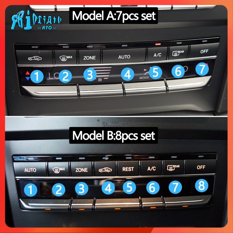 Rto 7PCS/8PCS Set Central Console AC Button Heater Air conditioner ...