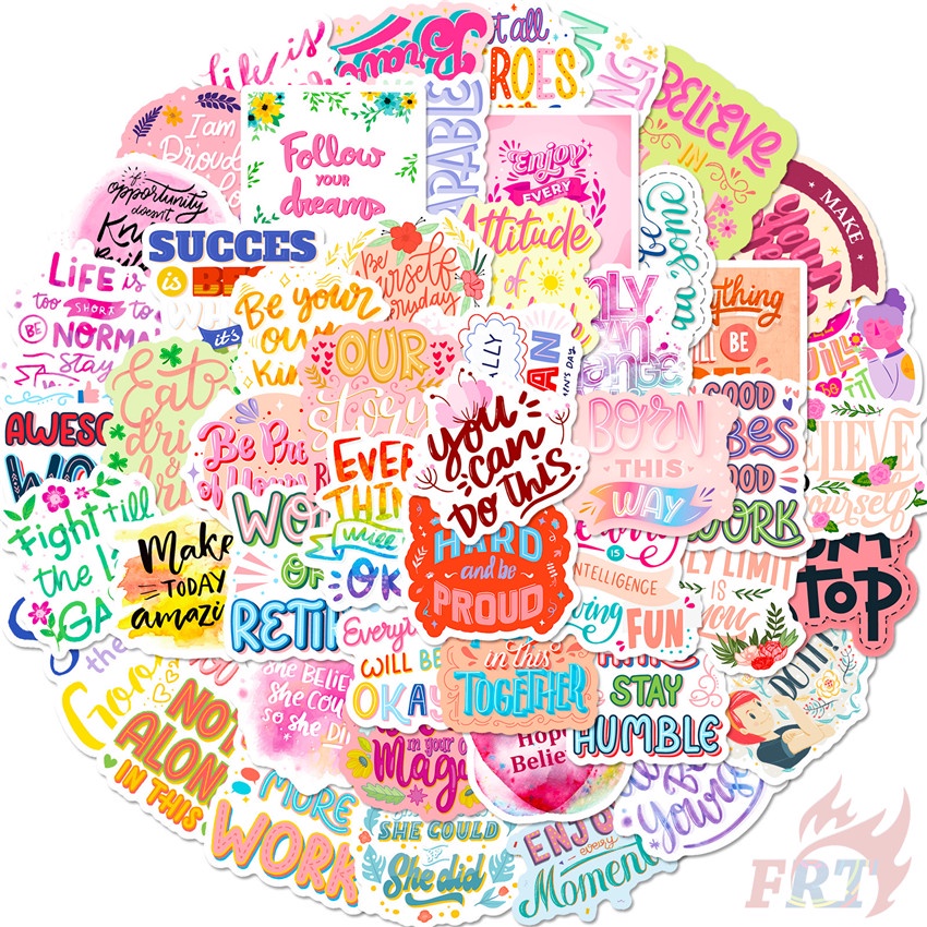 50Pcs/Set Pink Healing Phrase Series 01 Stickers DIY Fashion Waterproof ...