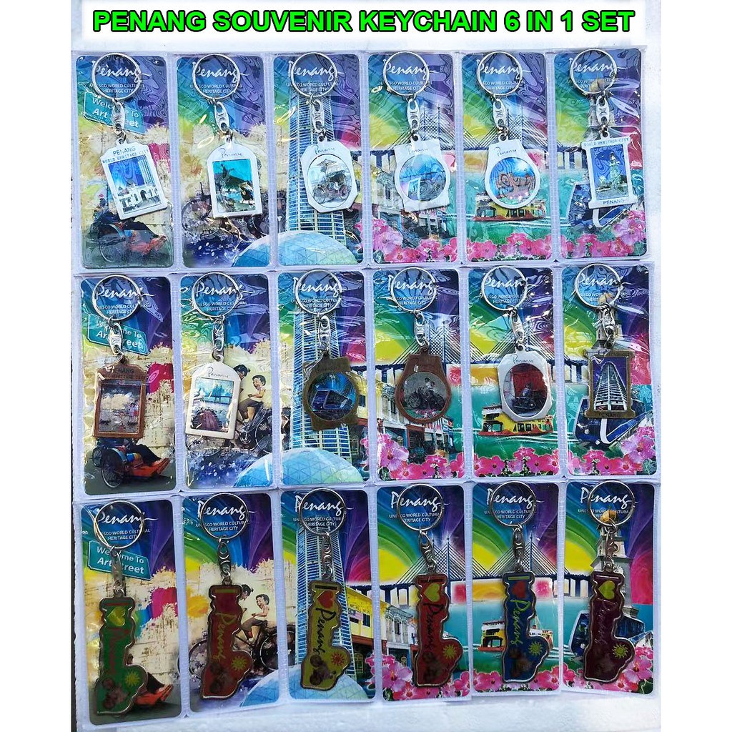 MALAYSIA COLLECTION Penang Souvenir KEYCHAIN 6 in 1 design / Gantungan ...