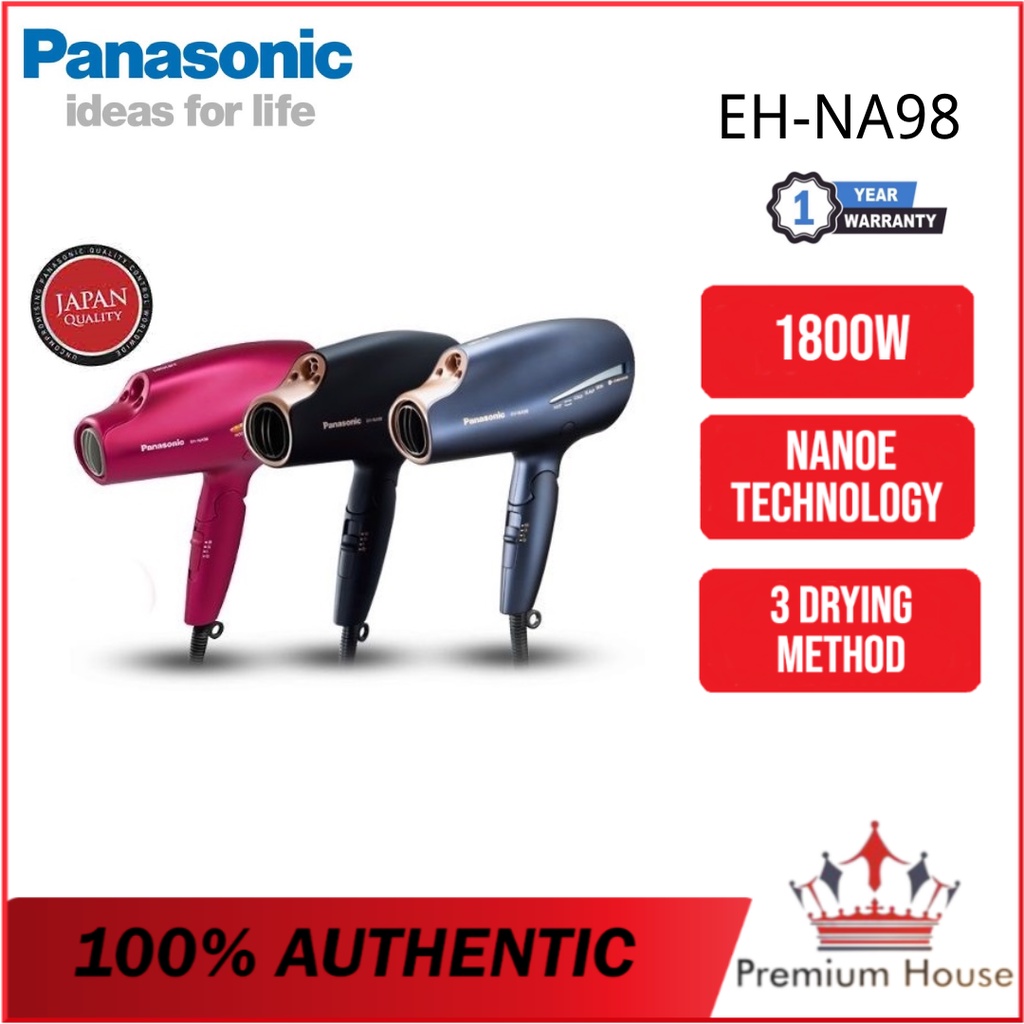 Panasonic 1800W Hair Dryer EH-NA98 nanocare Nanoe™ Double Mineral Ions ...