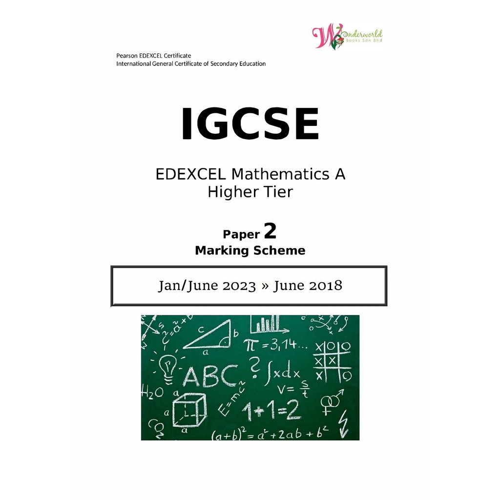 IGCSE Edexcel Mathematics A Higher Tier| Paper 2 | Marking Scheme | Shopee Malaysia
