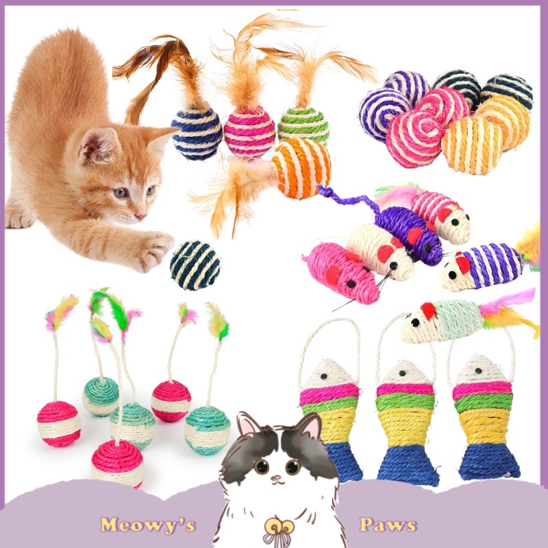 Meowy's Paws Cat Toy Pet Toy Sisal Rope Scratching Toy Colourful Cat ...