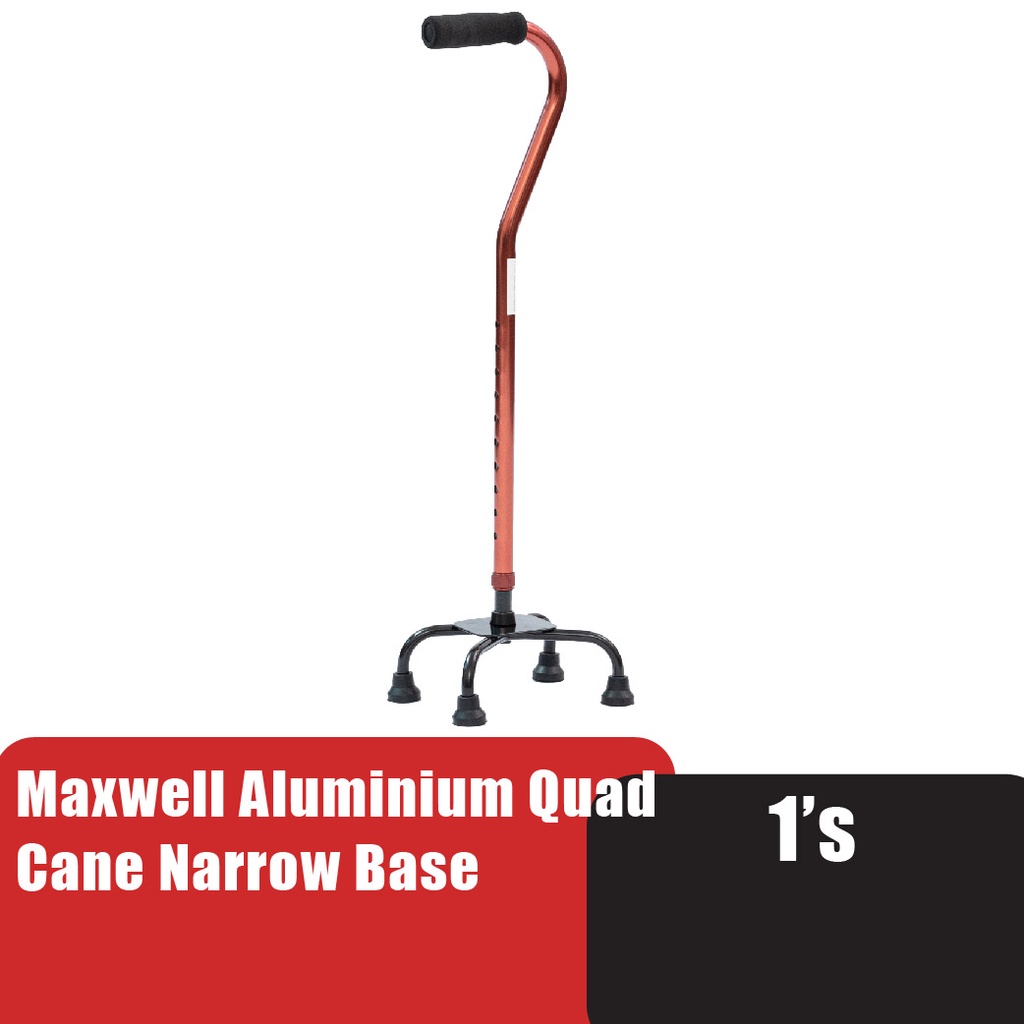 Maxwell Aluminium Quad Cane Narrow Base Non Slip Walking Aid Cane Stick ...