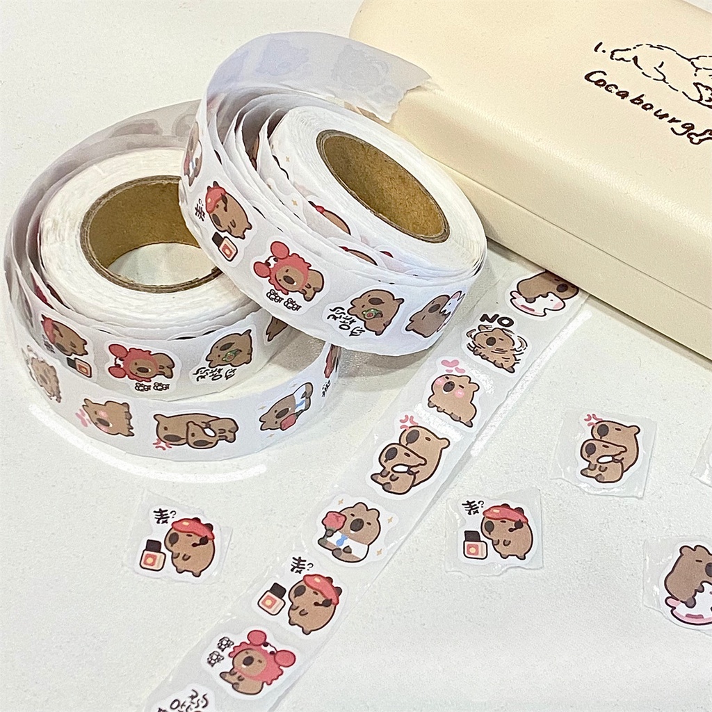 500pcs/roll Capybara Sealing Sticker Tapes Cartoon Mini Label Stickers ...