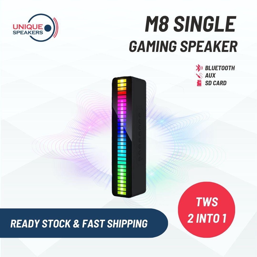 M8 SINGLE UNIT RGB LED Rhythmic Bluetooth Speaker Gaming Speaker Laptop ...