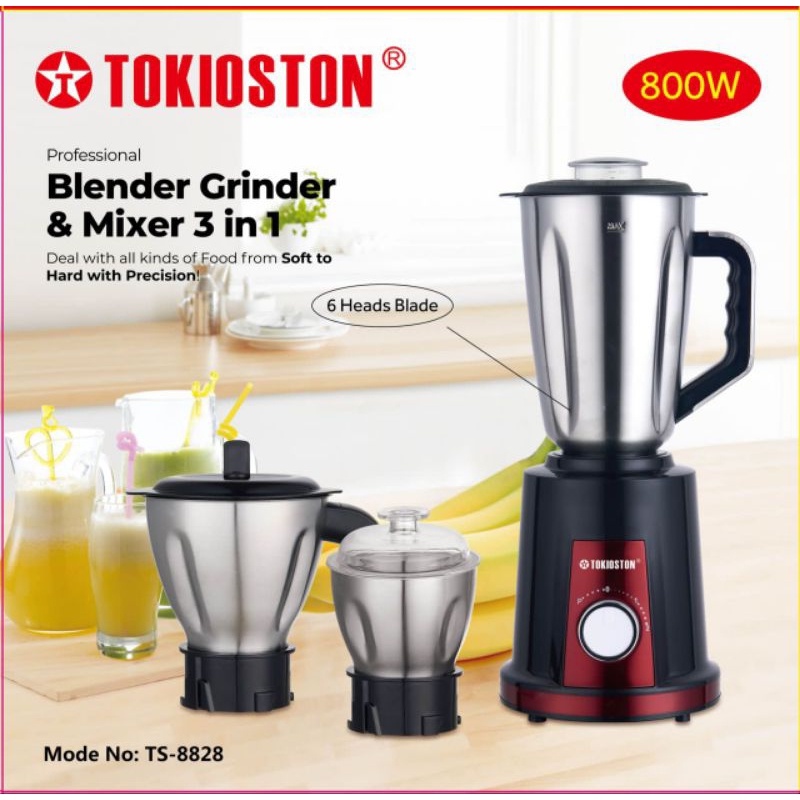 TOKIOSTON MODEL TS-8827 &TS-8828 BLENDER STEEL BLENDER GRINDER & MIXER 3IN1 | Shopee Malaysia
