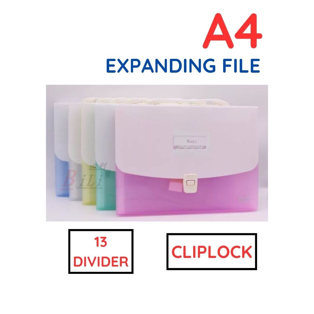 [ 13 DIVIDER ] A4 KIDARIO/BILI CLIPLOCK EXPANDING FILE WITH HANDLE ...