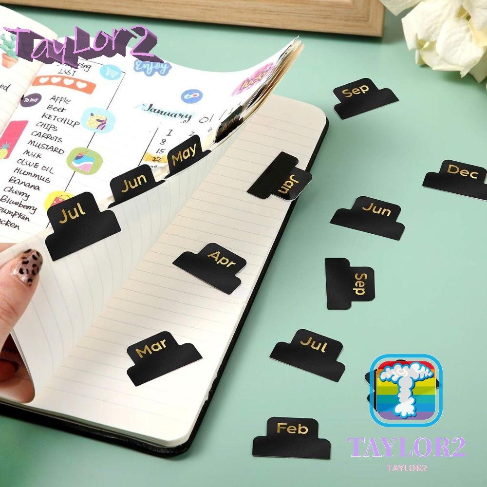 ATAYLOR 12 pcs Adhesive Monthly Stickers, Black Stationery Monthly ...