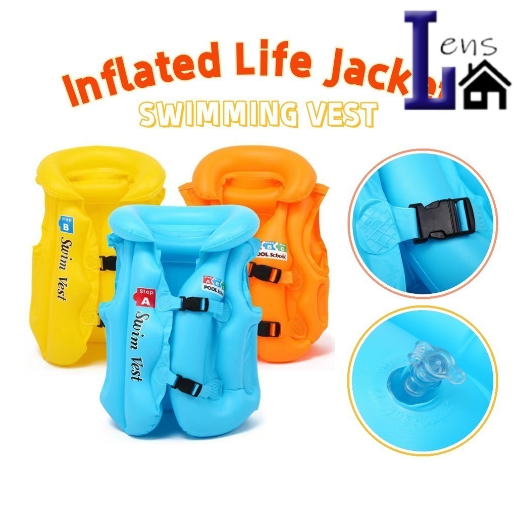 Kid Inflatable Life Jacket Vest Pool Float Children Swim Life Jacket ...