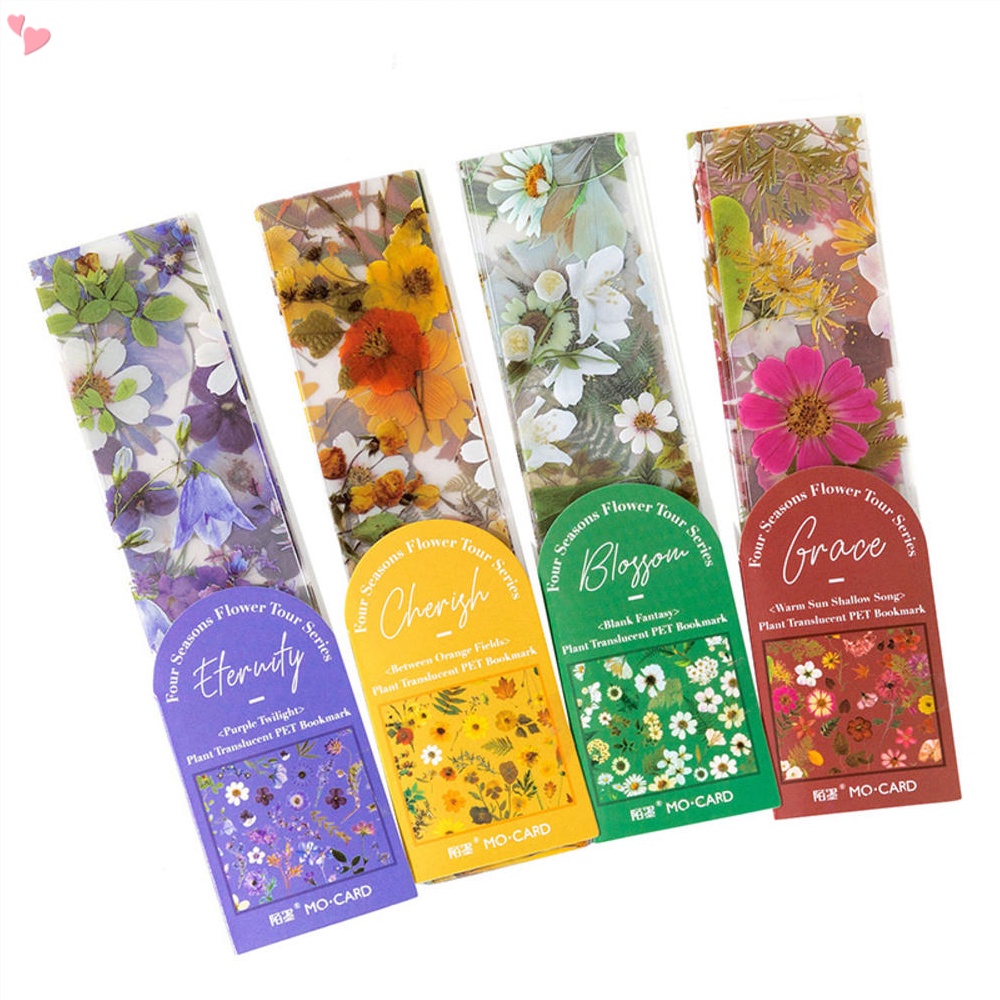 1PC Four Colors Flower Travel Series Bookmark PVC Translucent Reading ...
