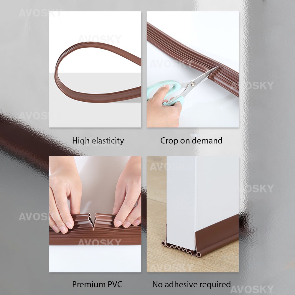 AVOSKY PVC Soundproof Door Seam Strip Penutup Bawah Pintu Dust Blocker ...