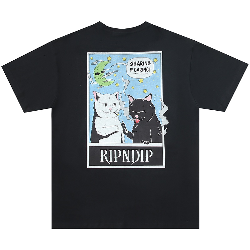 Trendy brand RIPNDIP middle finger cat short sleeve T-shirt for men and ...