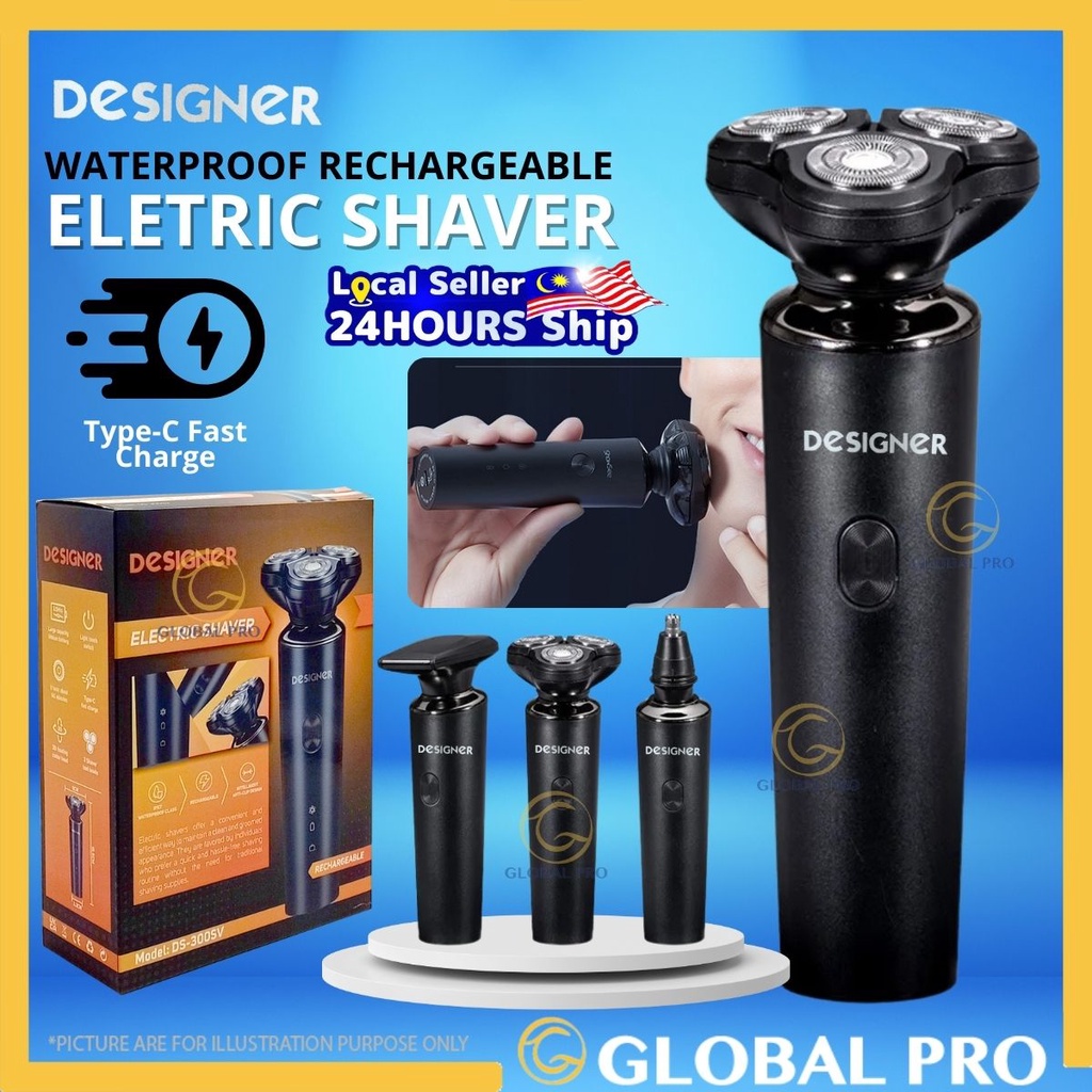 DESIGNER Electric Shaver Rechargeable Cordless Electric Shaver Type-C ...