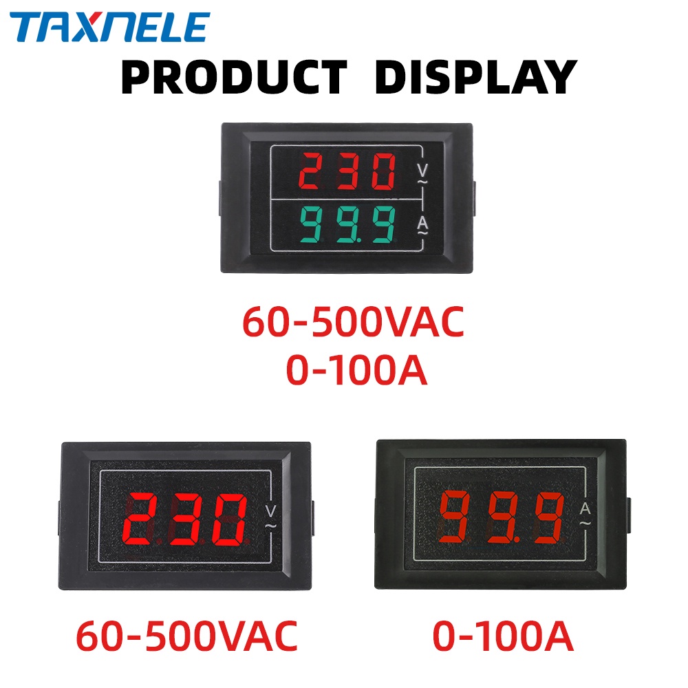 AC LED Digital Voltmeter Ammeter 60-500V 220V 380V 0-100A DL85 Dual Display Voltage Current ...